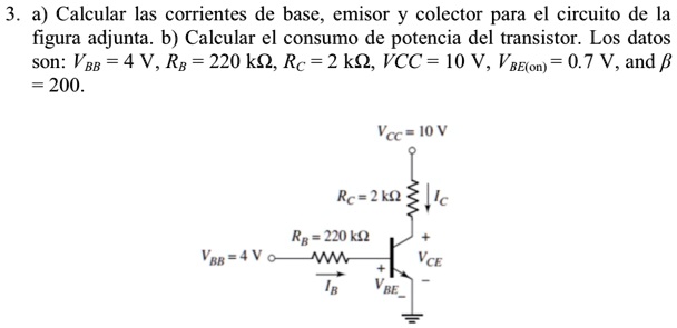 SOLVED: a) Calculate the base current, emitter current, and collector current for the given ...