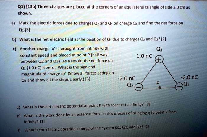 q113pthree charges are placed at the corners of an equilateral triangle ...