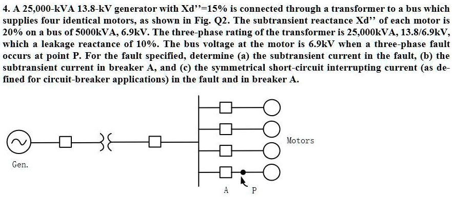 SOLVED: 25,000-kVA 13.8-kV generator with Xd-15% is connected through a transformer to a bus ...