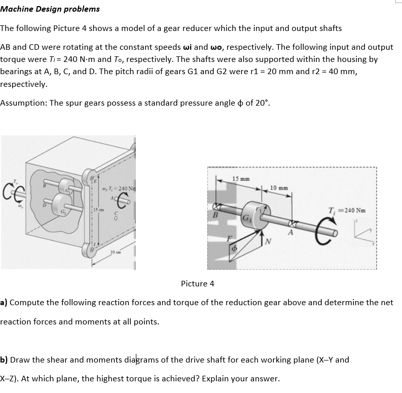 Machine Design problems The following Picture 4 shows a model of a gear reducer which the input ...