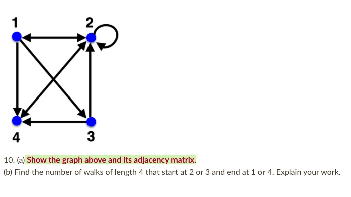SOLVED:3 10. (a) Show the graph above and its adjacency matrix (b) Find ...