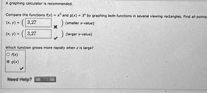 SOLVED: A graphing calculator recommended Compare the functions f(x) = x and g(x) = 3x by ...