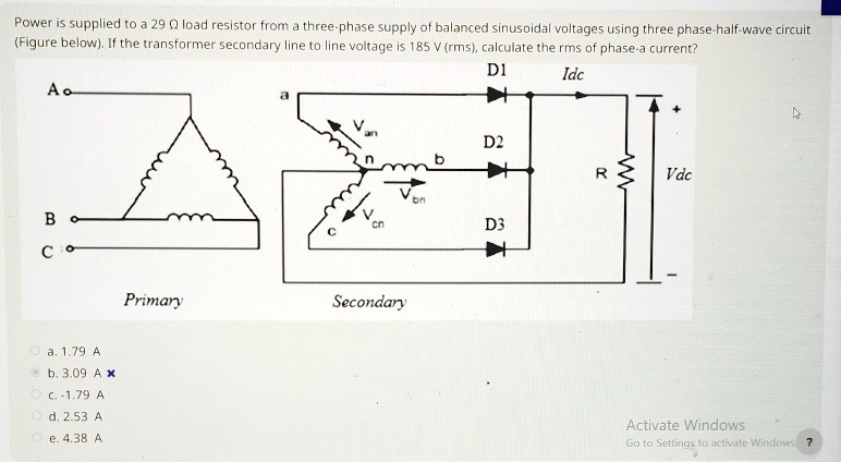 power is supplied to a 29 load resistor from a three phase supply of ...