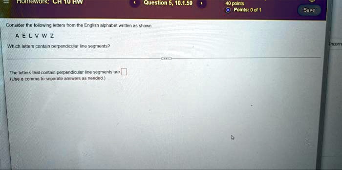 SOLVED: Consider the following letters from the English alphabet ...