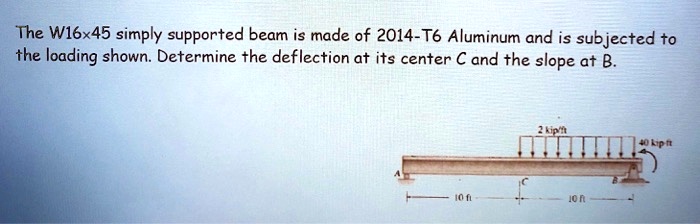 SOLVED: The W16x45 simply supported beam is made of 2014-T6 Aluminum ...