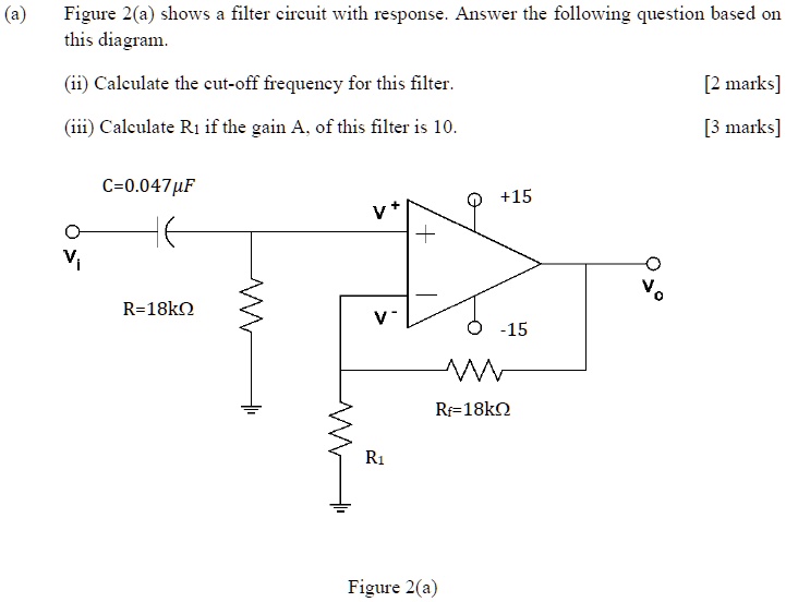 SOLVED: Figure 2(a) shows a filter circuit with a response. Answer the ...