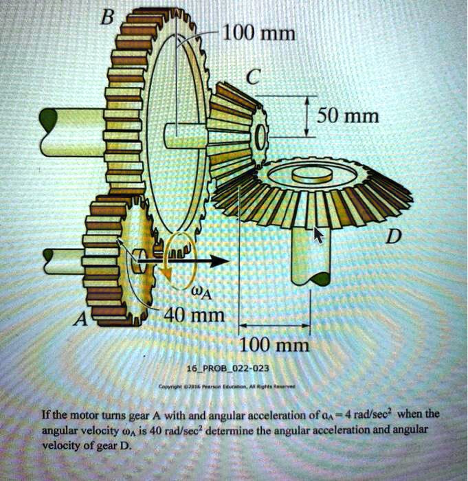 SOLVED: 100 mm 50 mm D WA 40 mm 100 mm 16PROB022-023 If the motor turns ...