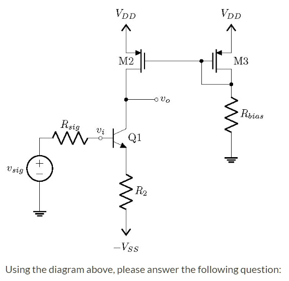 SOLVED: Consider the amplifier shown above. The transistor Q1 is biased ...