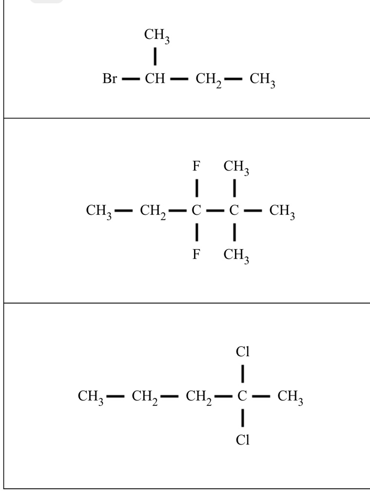 SOLVED: Text: Naming alkyl halides CH3Br CH3CH2CH2F CH3F CH3CH2CH2CH2F ...