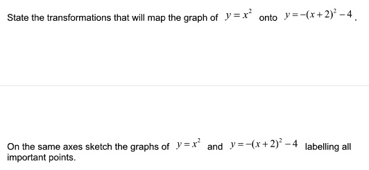 SOLVED: State the transformations that will map the graph of Jsr onto y =-(+2) On the same axes ...