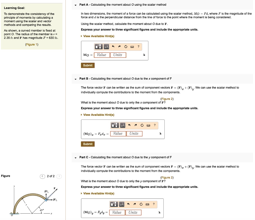 part a calculating the moment about o using the scalar method learning goal to demonstrate the ...