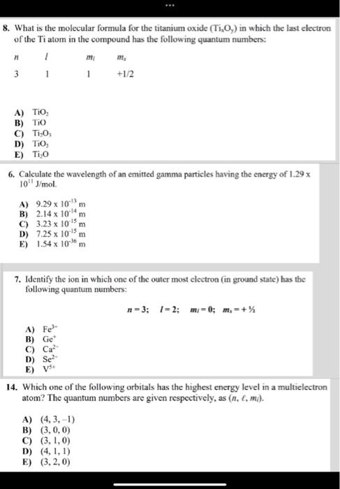 SOLVED: 8. What is the molecular formula for the titanium oxide (TiO ...