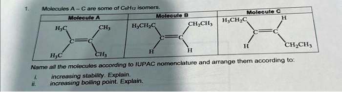 SOLVED: How do I solve this question? Molecules A-C are some of C5H12 isomers. Molecule A: H3C ...