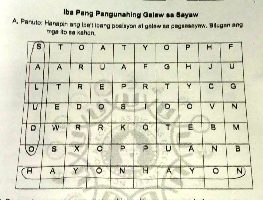 SOLVED: ang mga posisyon at galaw sa pagsasayaw Iba Pang Pangunahlng ...