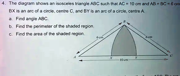 4. The diagram shows an isosceles triangle ABC such that AC = 10 cm and AB = BC = 6 cm BX is an ...