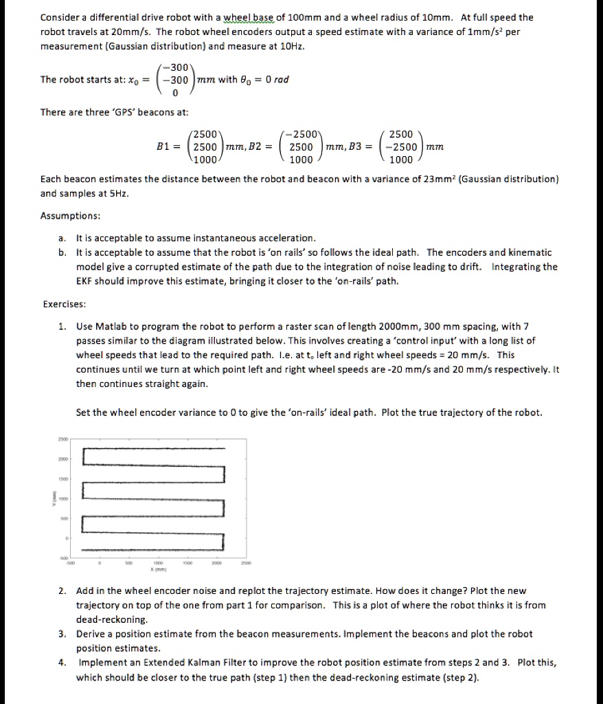 consider a differential drive robot with a wheel base of 100mm and a ...