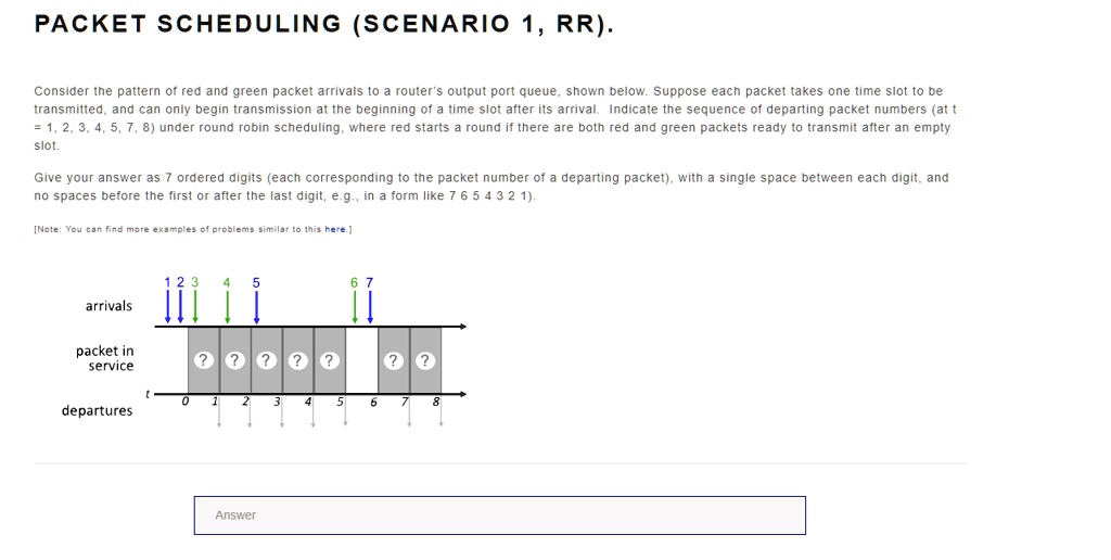 PACKET SCHEDULING (SCENARIO 1, RR). Consider the pattern of red and green packet arrivals to a ...