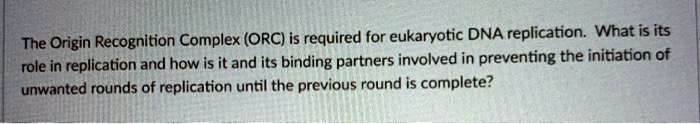 the origin recognition complex orc is required for eukaryotic dna ...
