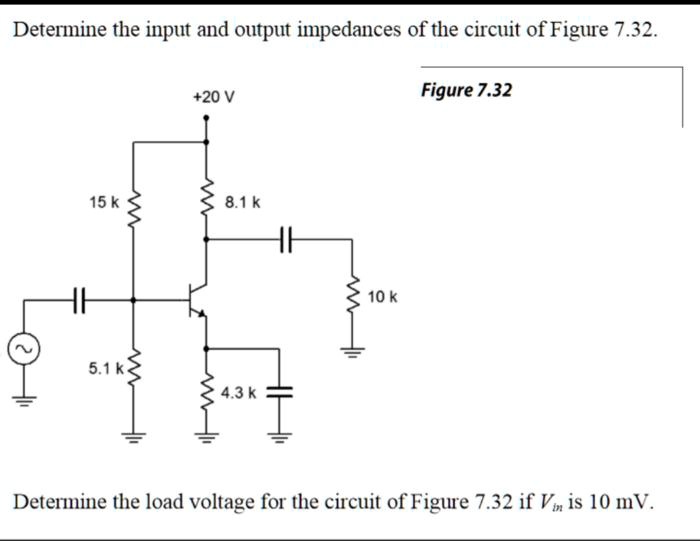 Solved Determine The Input And Output Impedances Of The Circuit Of Figure 732 20v Figure 7 9813