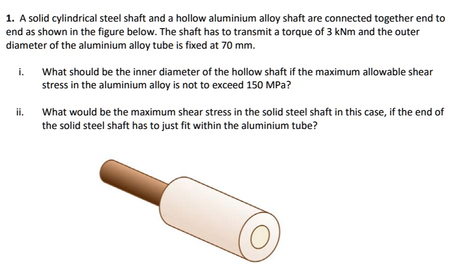 1 a solid cylindrical steel shaft and a hollow aluminium alloy shaft ...