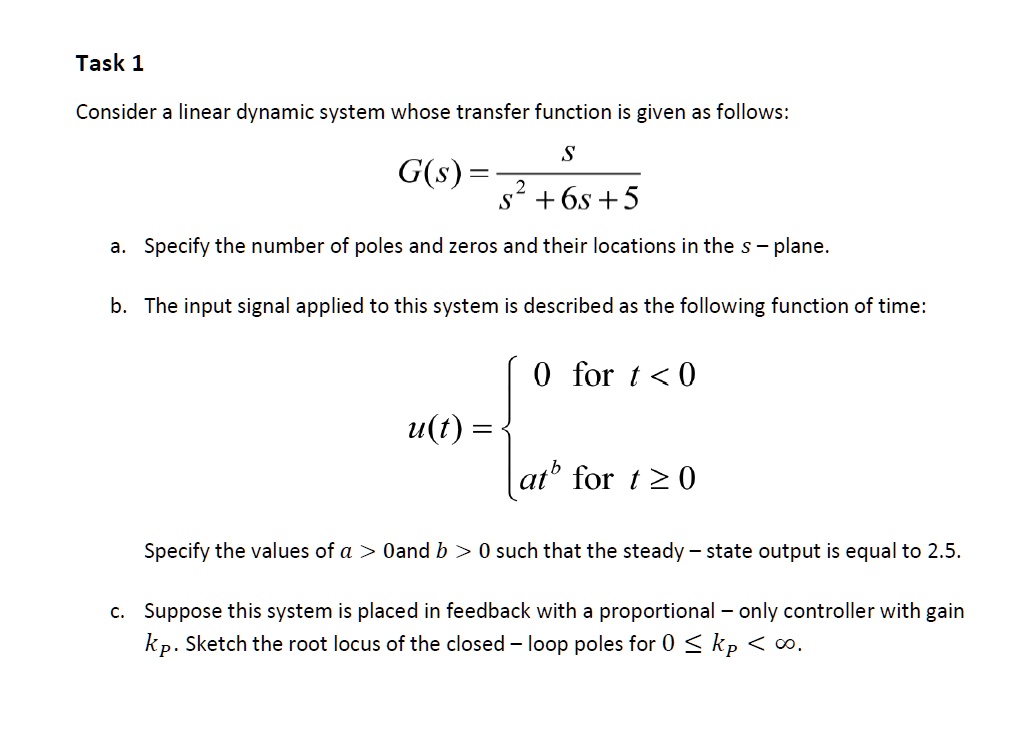 Solved Task 1 Consider A Linear Dynamic System Whose Transfer Function 6228