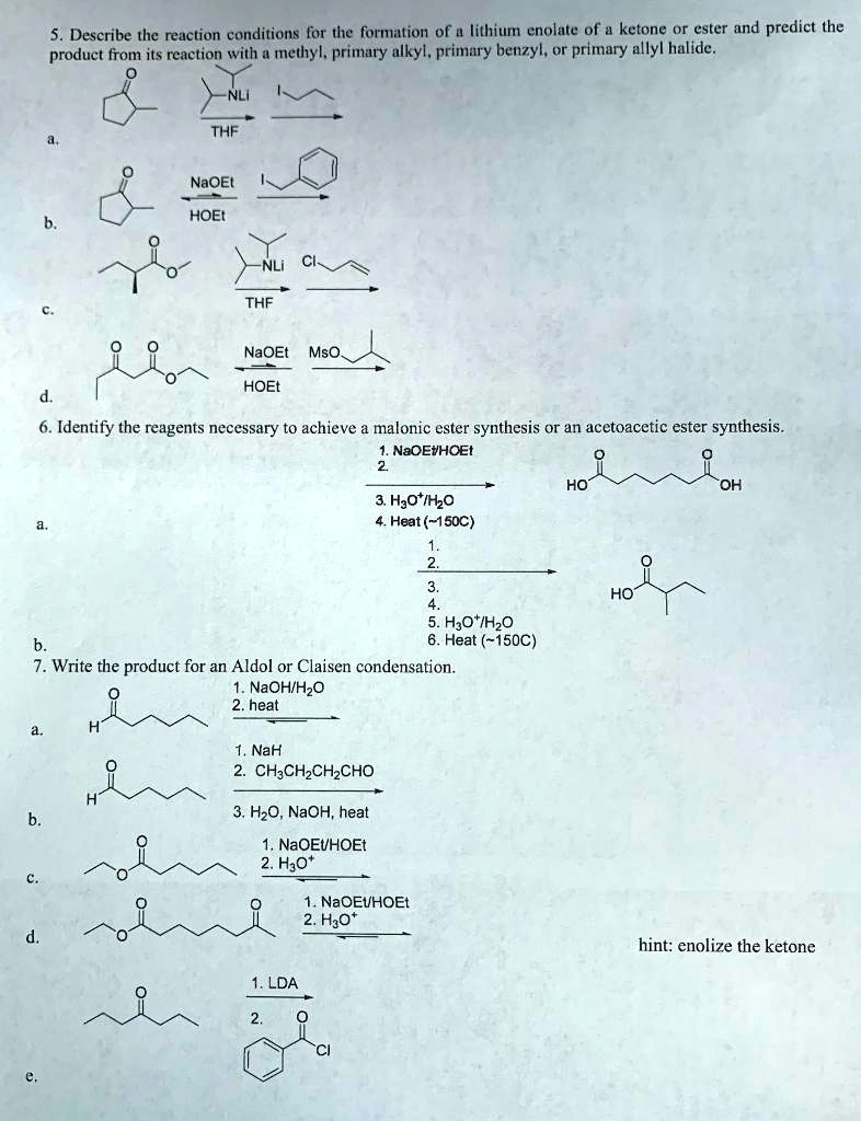 SOLVED: Describe the reaction conditions for the formation of 4 lithium ...