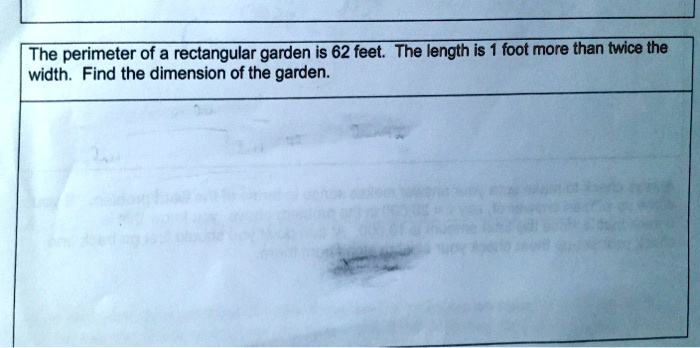 the perimeter of a rectangular garden is 62 feet the length is foot ...