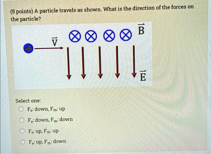 (5 points) A particle travels as shown. What is the direction of the ...