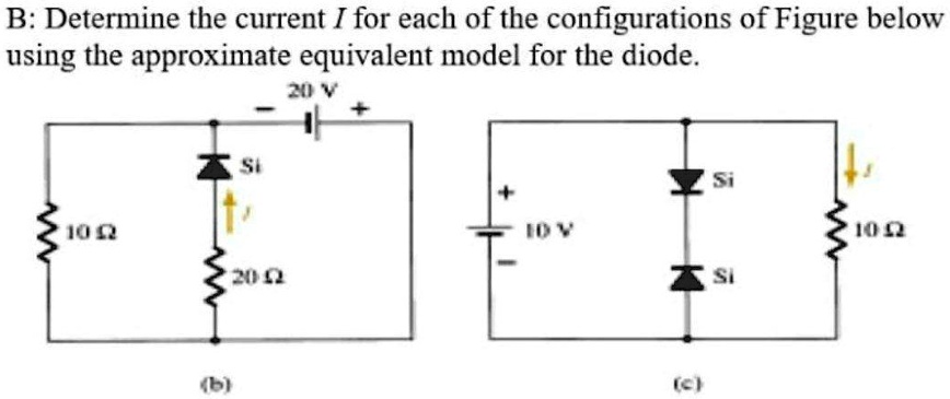 SOLVED: B:Determine the current I for each of the configurations of Figure below using the ...