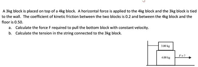 SOLVED: A 3kg block is placed on top of a 4kg block. A horizontal force is applied to the 4kg ...