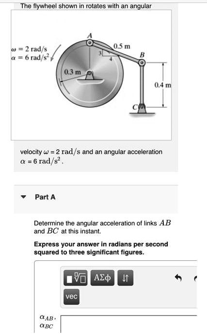 Solved The Flywheel Shown Rotates With An Angular Velocity W2rads And An Angular Acceleration 