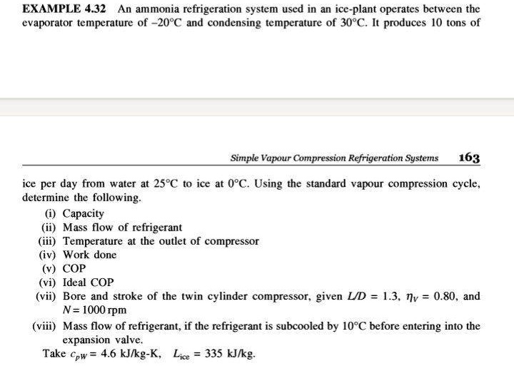 EXAMPLE 4.32 An ammonia refrigeration system used in an ice-plant ...
