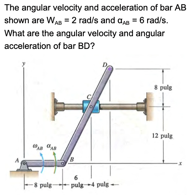 SOLVED: The angular velocity and acceleration of bar AB shown are WAB ...