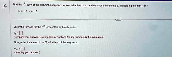 SOLVED: Texts: Find the nth term of the arithmetic sequence whose ...