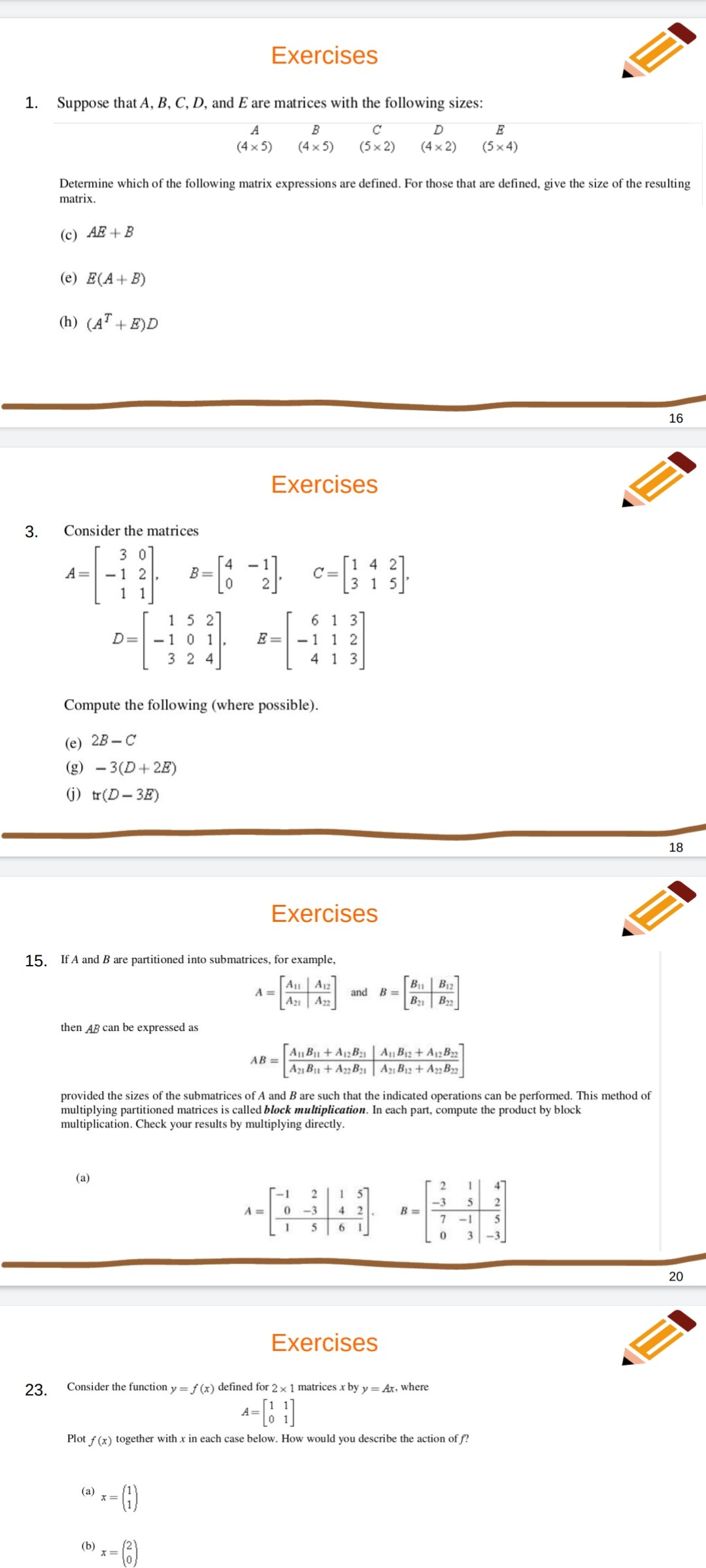 SOLVED: Exercises 1. Suppose that A, B, C, D, and E are matrices with ...
