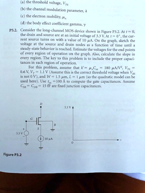 (a) the threshold voltage, VTO (b) the channel modulation parameter ...