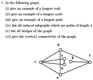 SOLVED: In the following graph; give :1 example of longest trail give ...