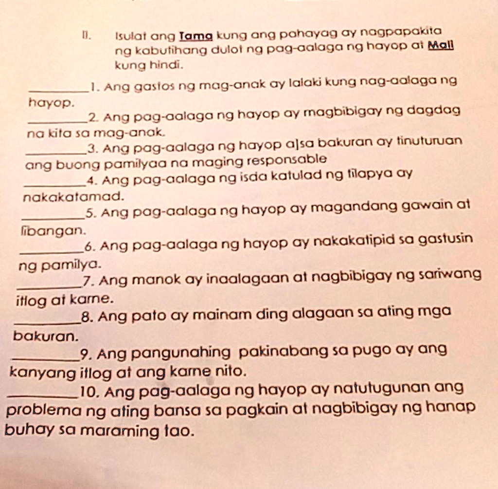 SOLVED: PaHelp Po Need Real Answer Isulat ang Iamg kung ang ponayag ay ...