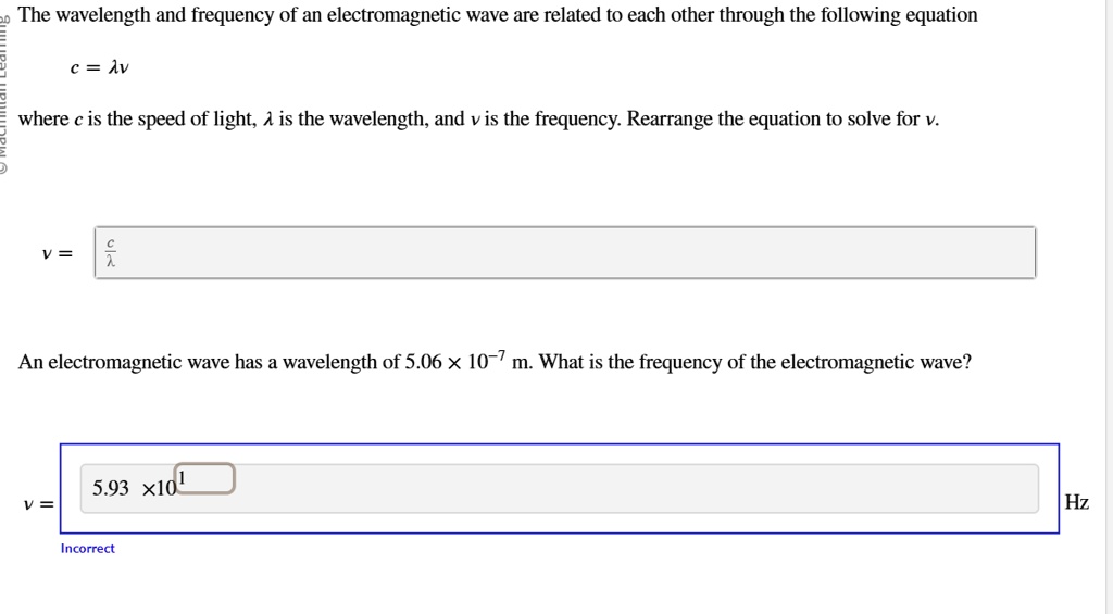 The wavelength and frequency of an electromagnetic wave are related to ...