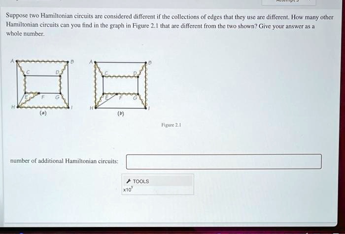 SOLVED: Suppose two Hamiltonian circuits are considered different if ...