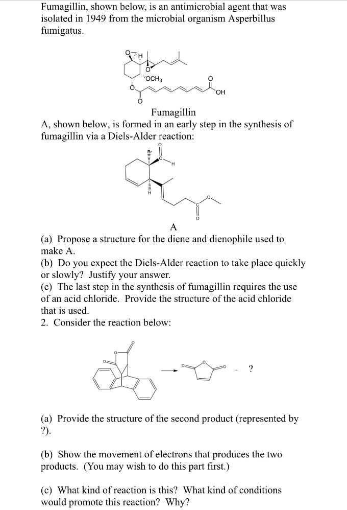 SOLVED:Fumagillin, shown below; is an antimicrobial agent that was ...