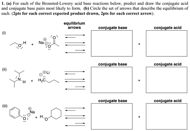 1. (a) For each of the Bronsted-Lowery acid base reactions...