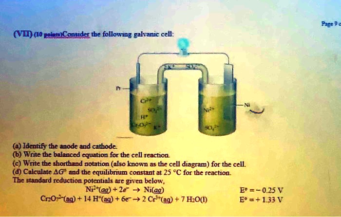 SOLVED: Text: (Take a look at the following galvanic cell: (2) Identify ...