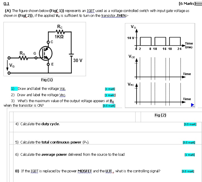 SOLVED: (A) The figure shown below (Fig. 1) represents an IGBT used as ...
