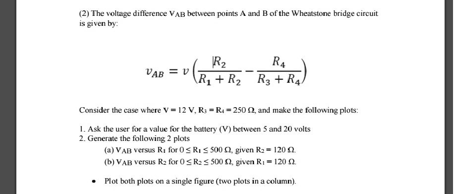 SOLVED: Write code in MATLAB. The voltage difference VAB between points ... SOLVED: Write code in MATLAB. The voltage difference VAB between points ...