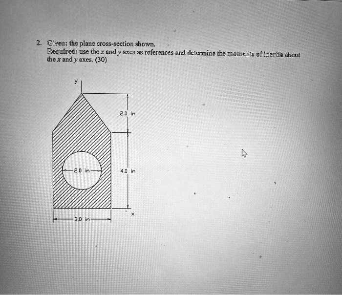 2. Given: the plane cross-section shown. Required: use the x and y axes ...