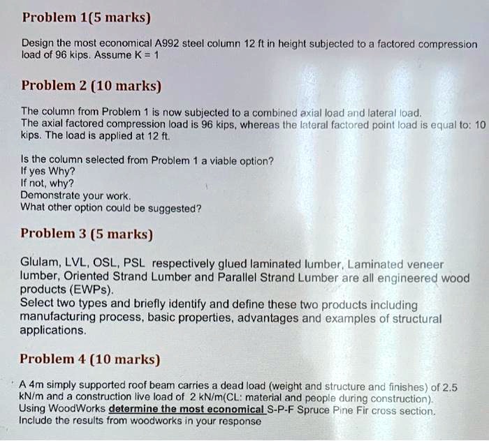 Problem 1(5 marks) Design the most economical A992 steel column 12 ft ...