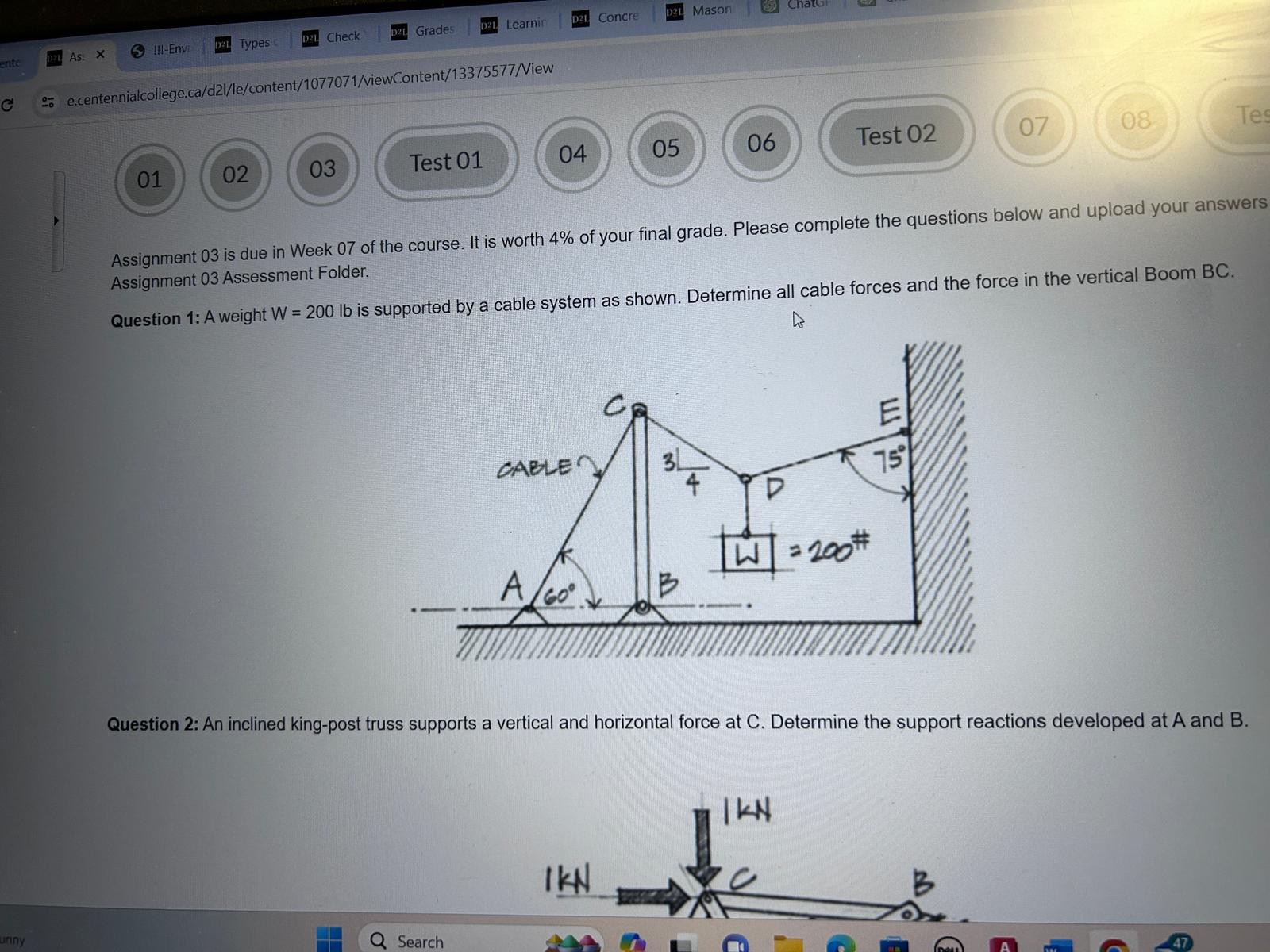 assignment 03 assessment folder question 1 a weight mathrmw200 mathrmlb ...