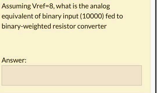 Assuming Vref=8, what is the analog equivalent of the binary input (10000) fed to the binary ...