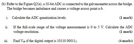 SOLVED: b Refer to the Figure Q2a,a 10-bit ADC is connected to the galvanometer across the ...